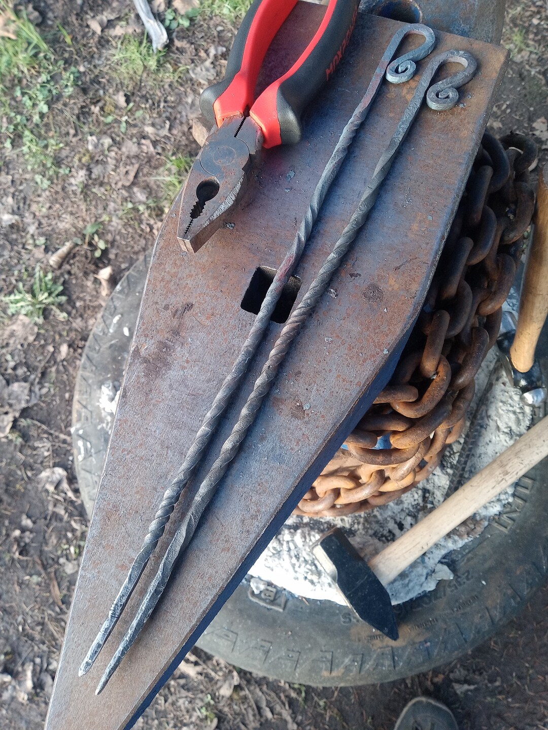 Meat Skewer Set Shish Kabob Sticks Hand Forged Blacksmithing - Etsy