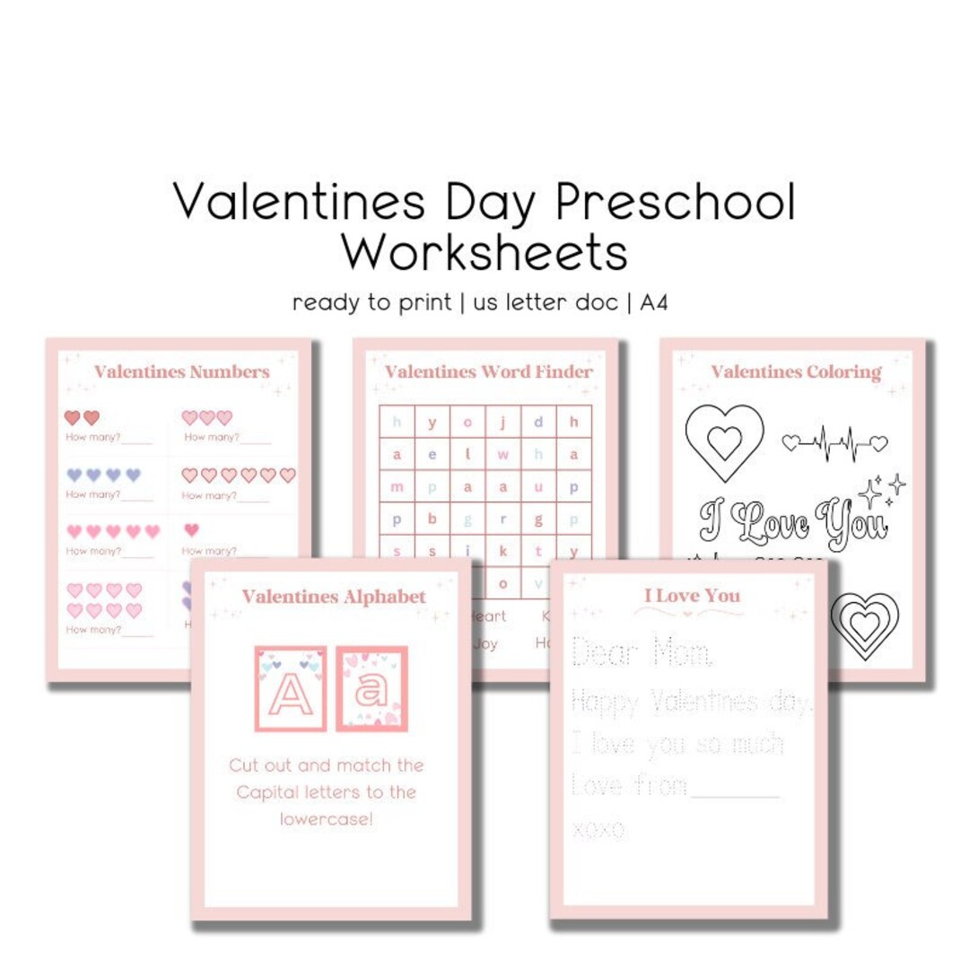 Printable Valentines Day Preschool Activity Bundle for Kids, Valentines ...