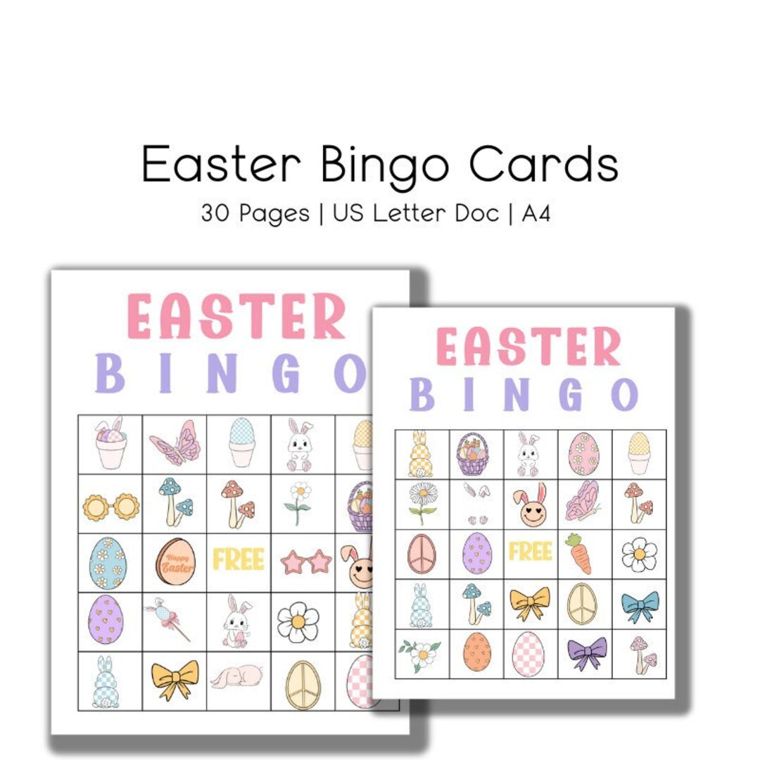 Printable Easter Bingo, Easter Activity for Kids, 30 Bingo Cards ...