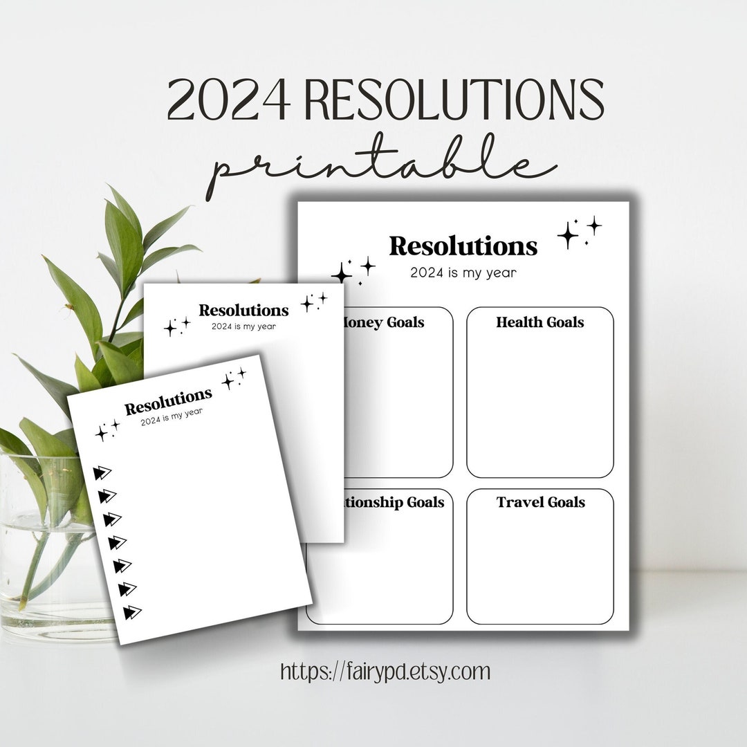 Printable New Years Resolution Planner, 2024 Goals Planner, Gratitude ...