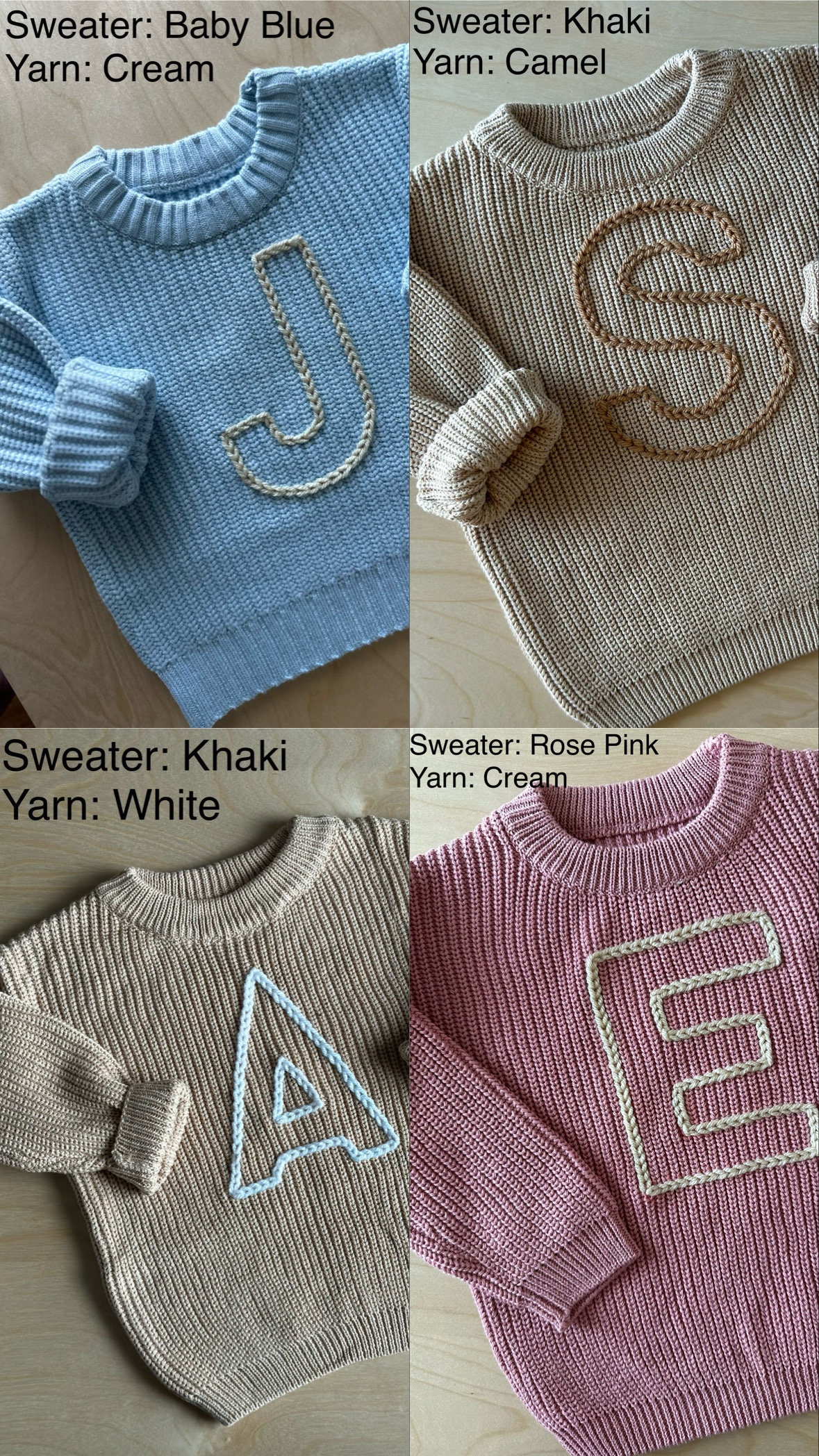 Custom Baby Letter Sweater, Hand Embroidered Baby Sweater, Personalized ...