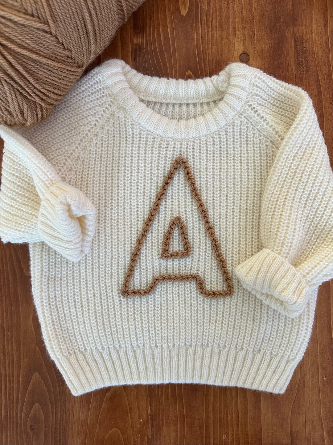Custom Baby Letter Sweater, Hand Embroidered Baby Sweater, Personalized ...