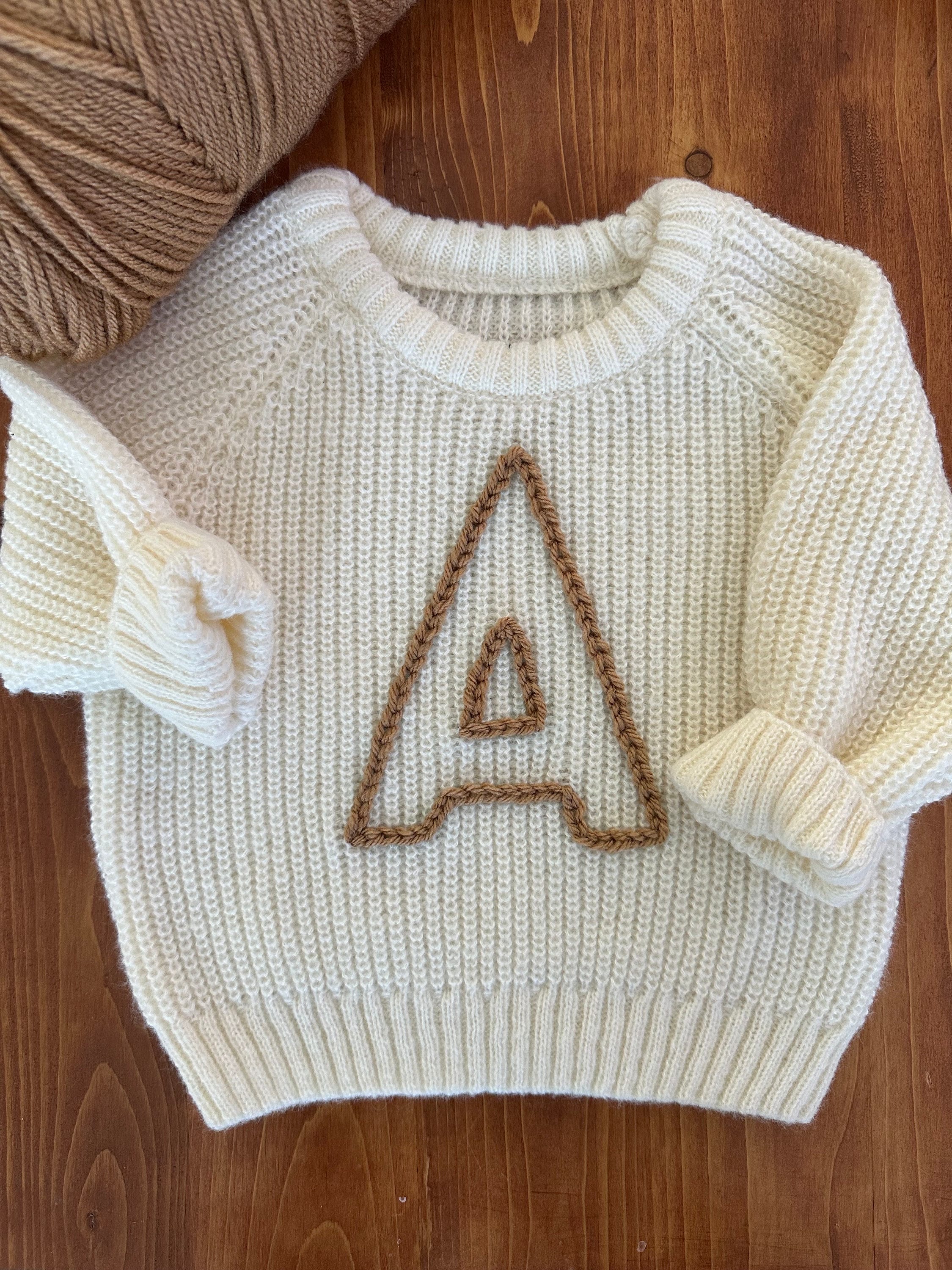 Custom Baby Letter Sweater, Hand Embroidered Baby Sweater, Personalized ...