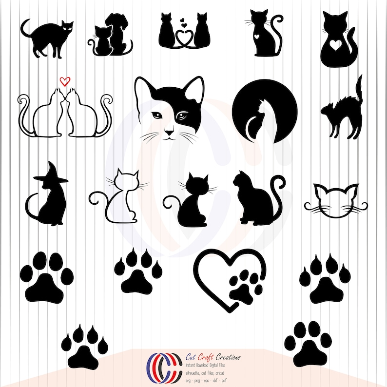 Cat Silhouette Cat SVG Cat Head SVG Cat Face SVG Cat Cut Files Cat ...