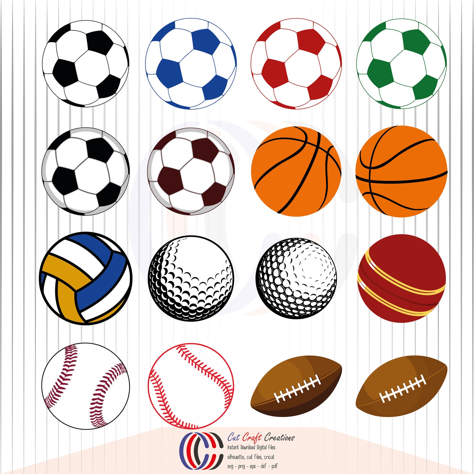 Ball Svg Bundle, Basketball, Football Svg, Soccer Svg, Rugby Ball Svg ...