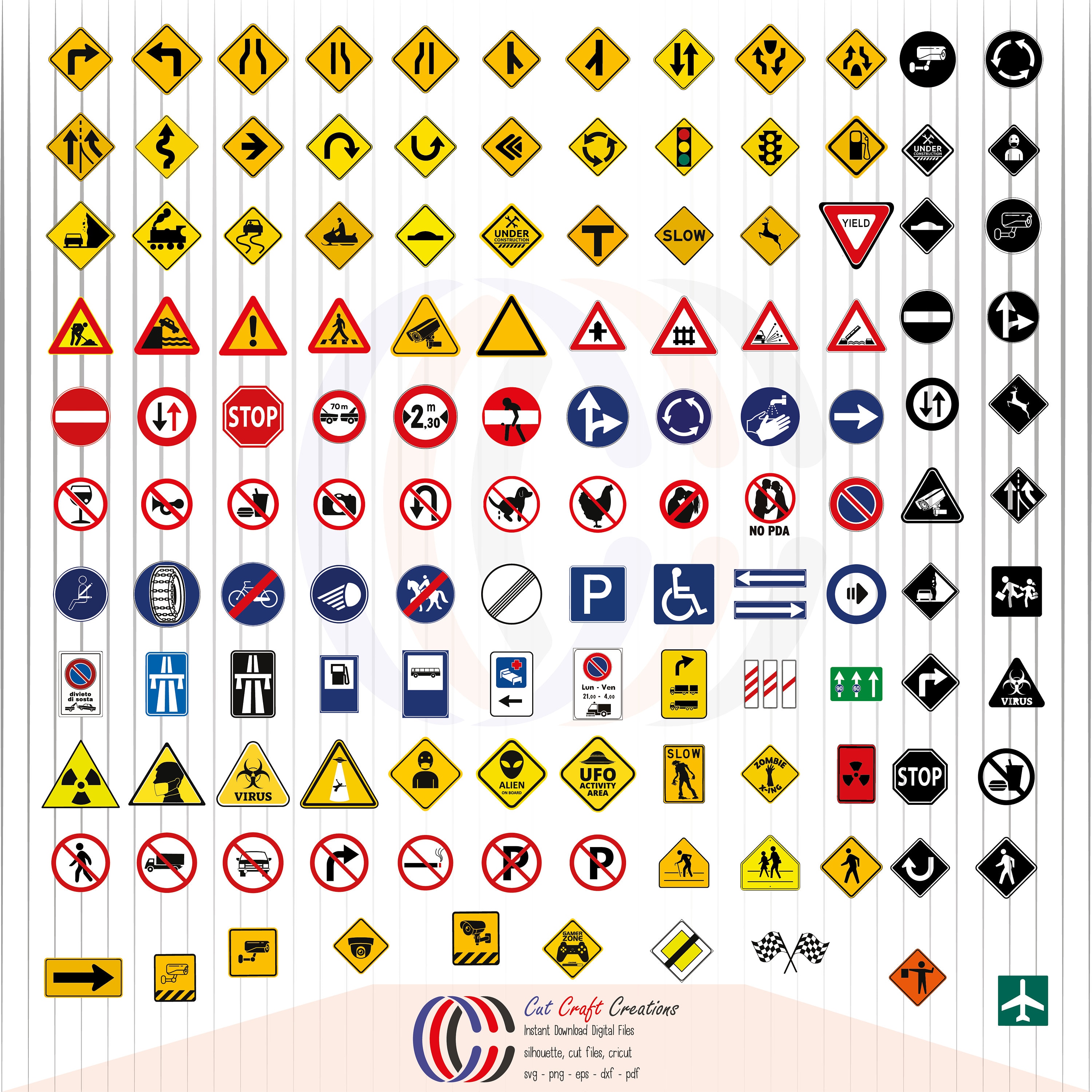 Street Signs Svg Bundle, Traffic Signs Svg, Traffic Signs, Traffic ...