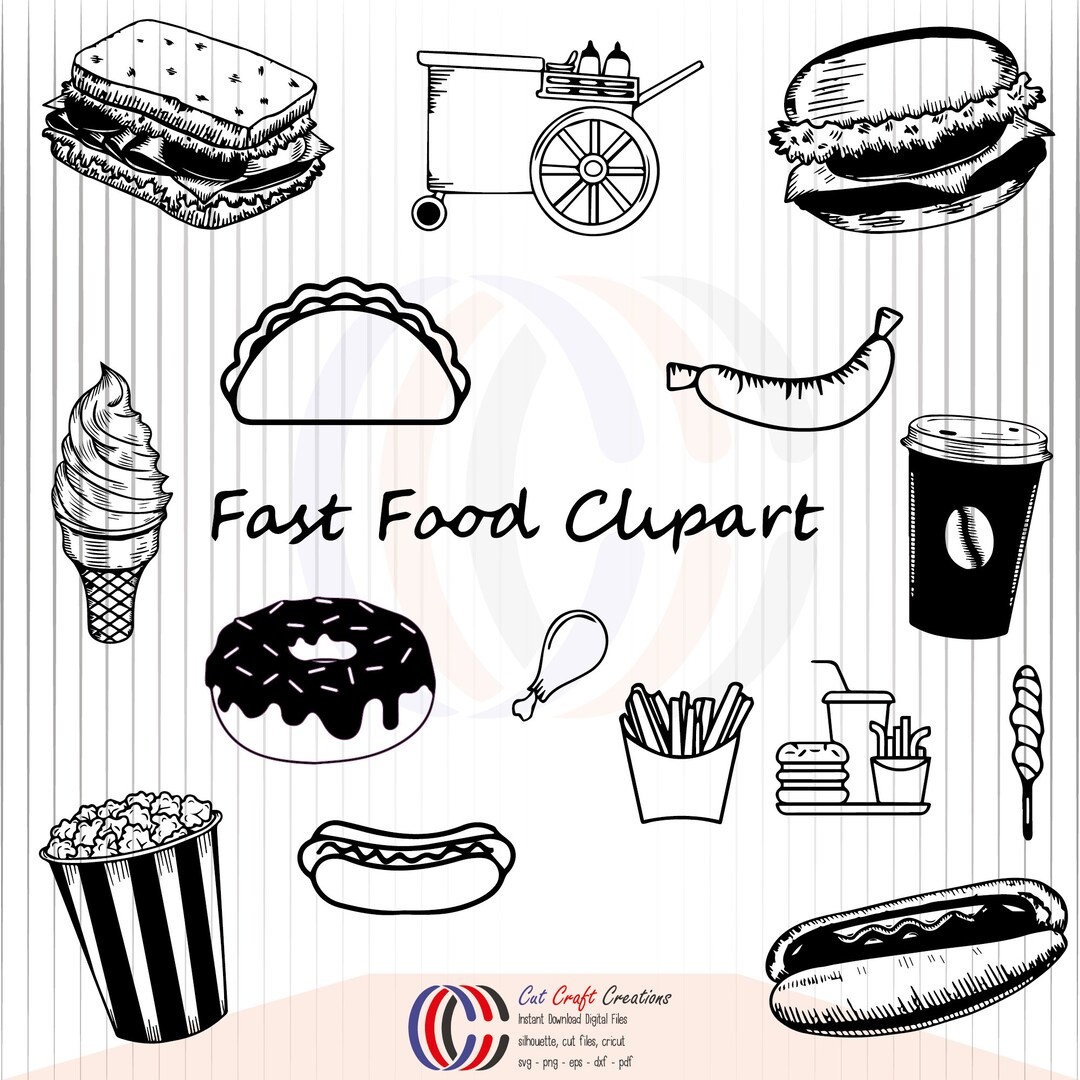 Fast Food SVG - Fries SVG, Hot Dog SVG, Cricut, Cut File, Silhouette ...