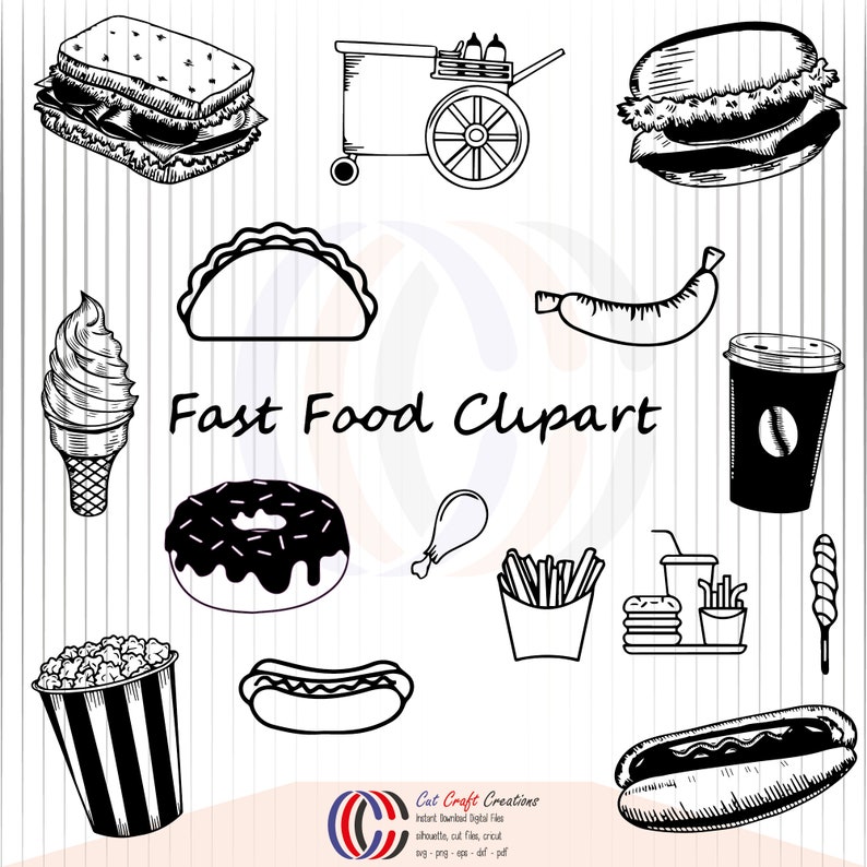 Fast Food SVG - Fries SVG, Hot Dog SVG, Cricut, Cut File, Silhouette ...