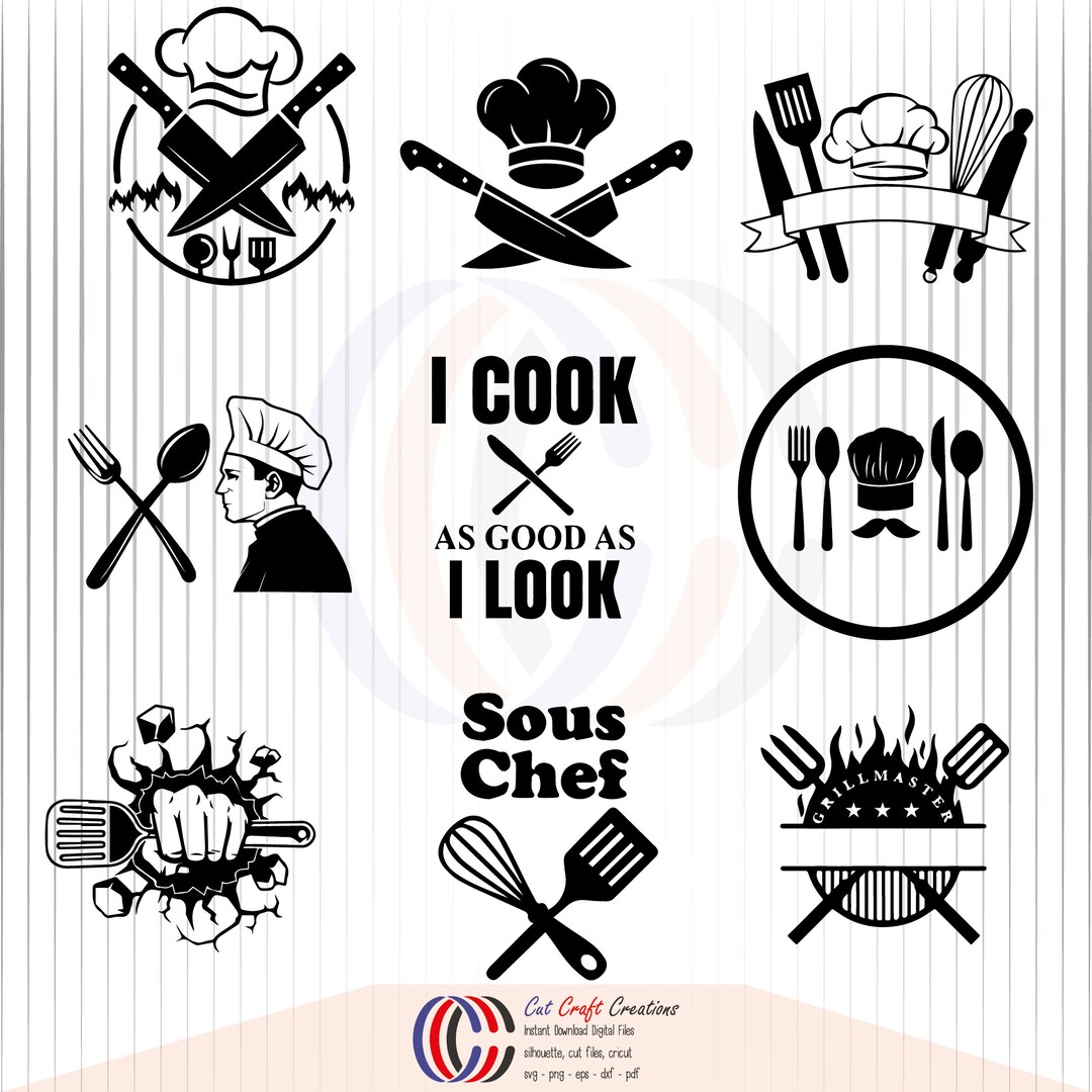 Chef Svg Chef Png Cook Svg Cook Png Chef Svg Bundle Cricut Commercial ...