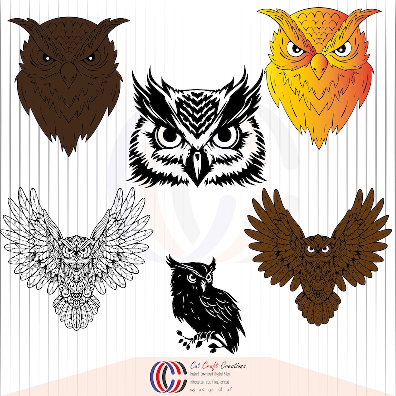 Owl SVG Bundle, Owl SVG, Owl Clipart, Owl PNG, Owl Silhouette, Owl Face ...