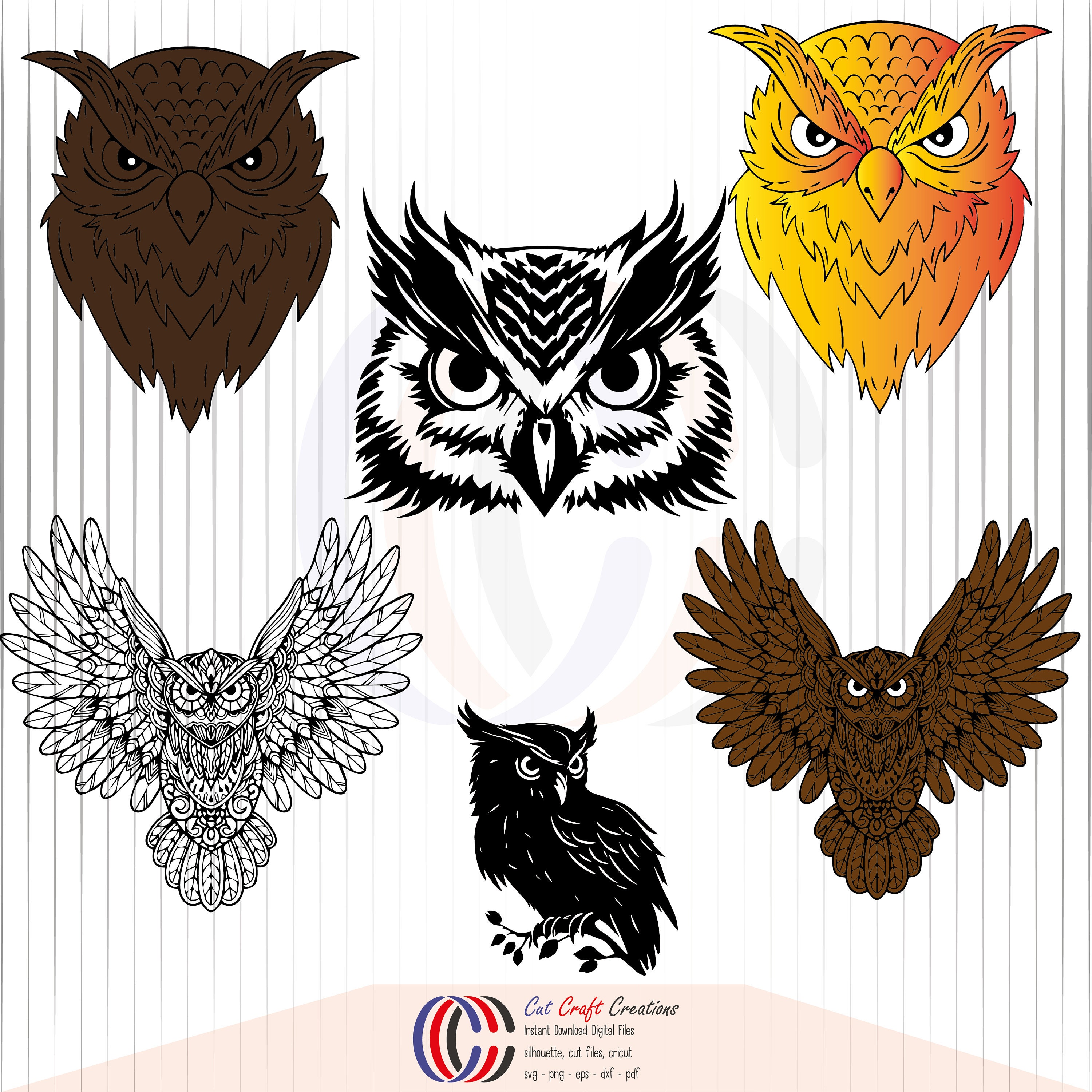 Owl SVG Bundle, Owl SVG, Owl Clipart, Owl PNG, Owl Silhouette, Owl Face ...
