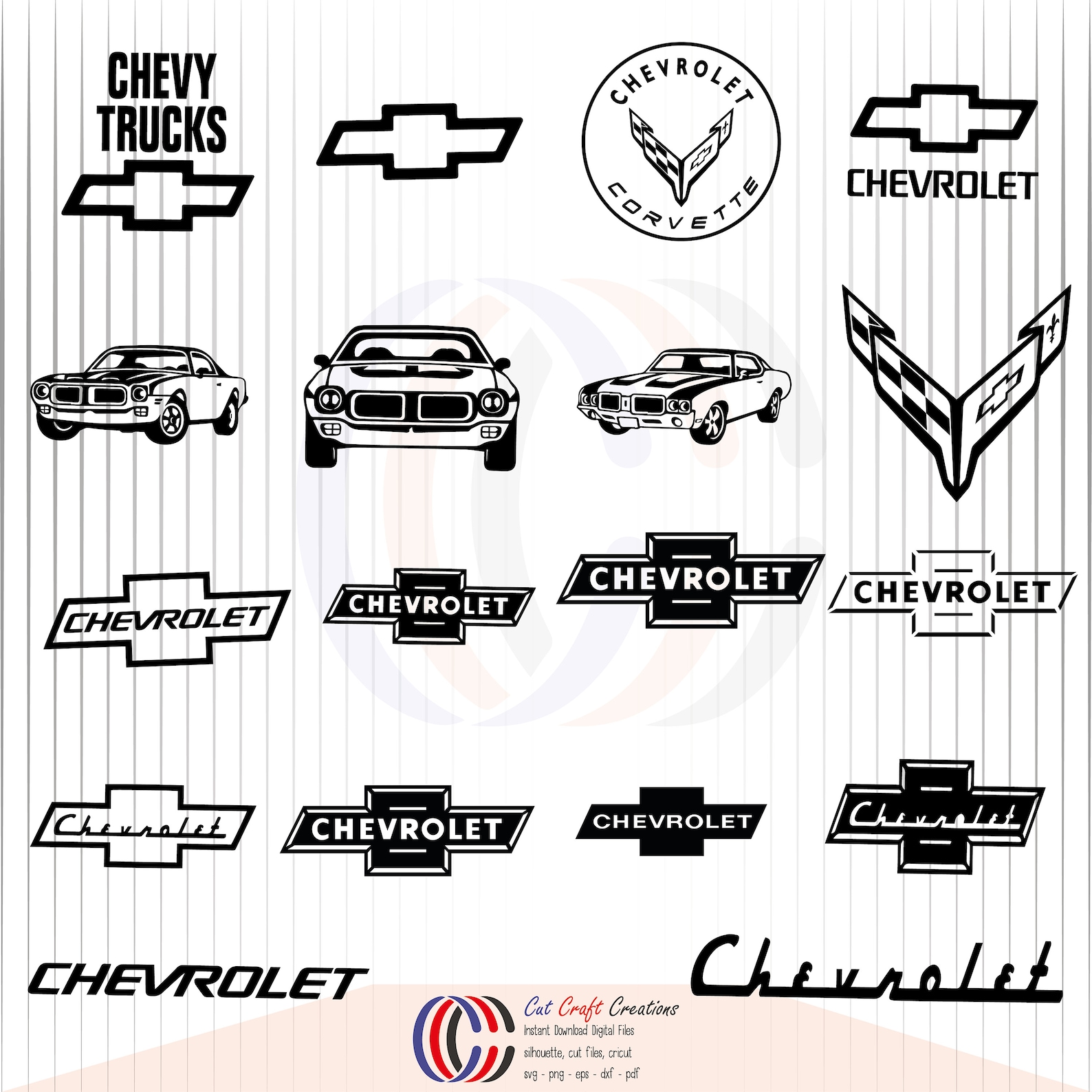 Car Svg Bundle Chevy Bowtie Chevrolet Svg Bundle Chevrolet Corvette