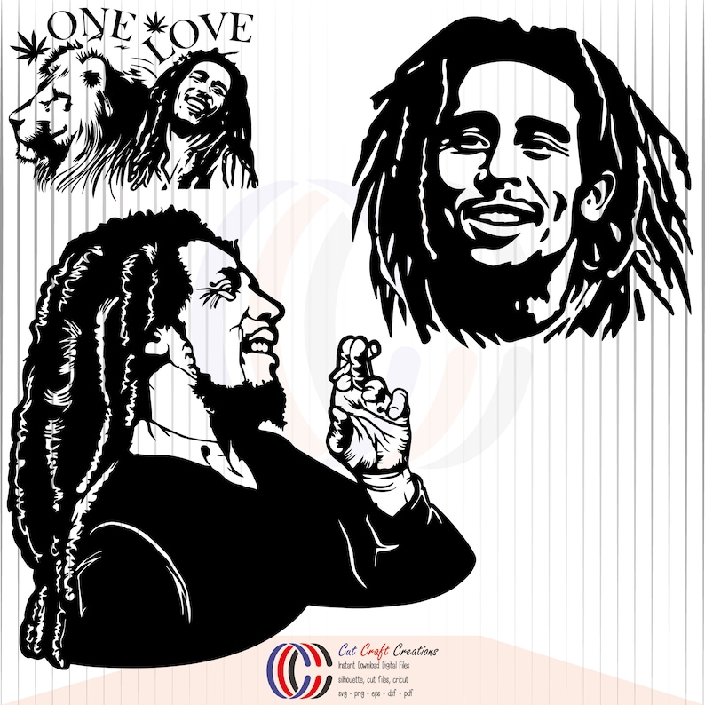 Bob Marley Svg Bundle - One Love, Rastafarian Svg Png Dxf Eps Pdf - Svg ...
