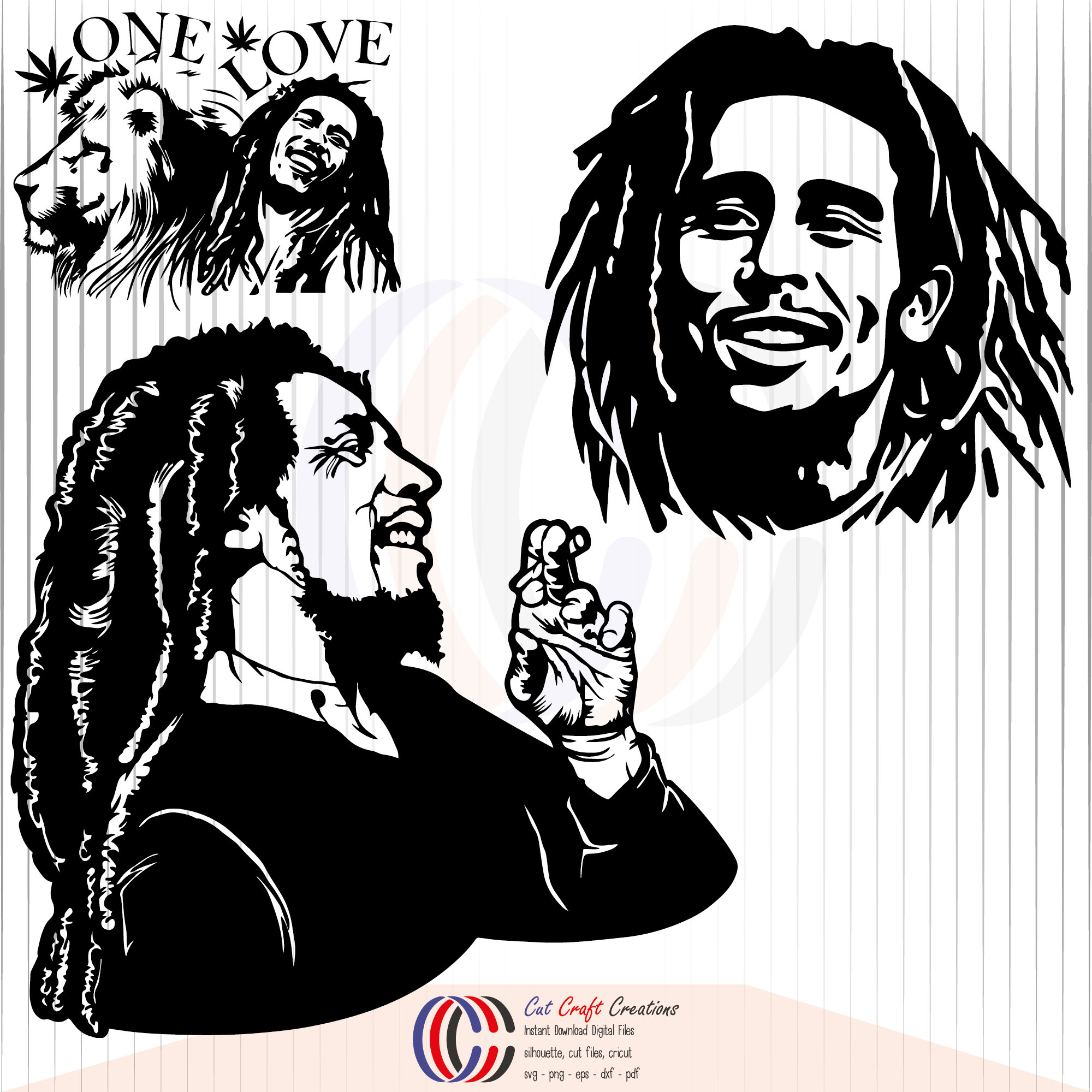 Bob Marley Svg Bundle - One Love, Rastafarian Svg Png Dxf Eps Pdf - Svg ...
