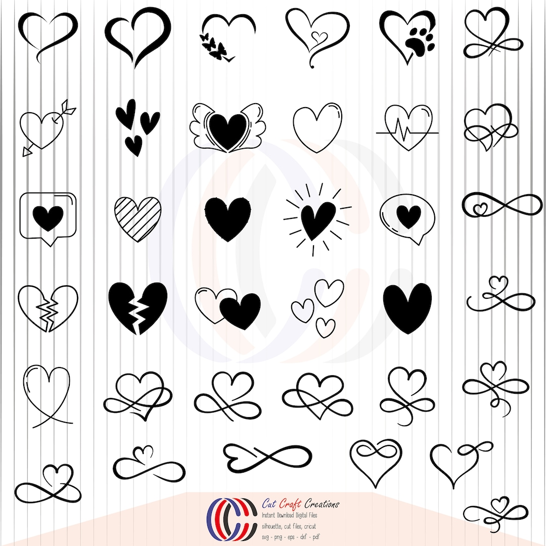 Doodle Heart SVG Bundle, Heart SVG Bundle, Sketch, Hand-drawn Heart Svg ...