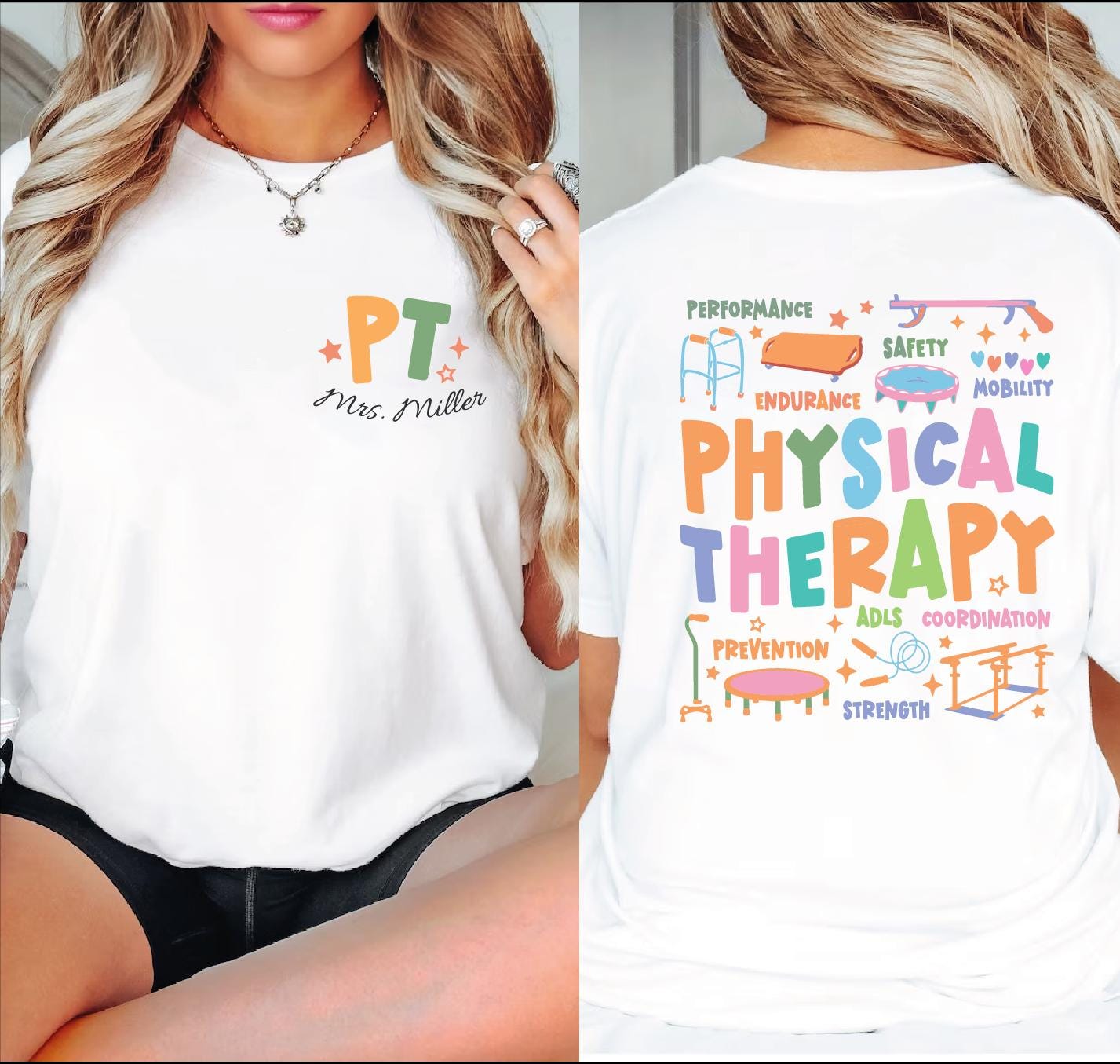 Custom Physical Therapist Shirt, Physical Therapy Two Sided Shirt, Pt ...