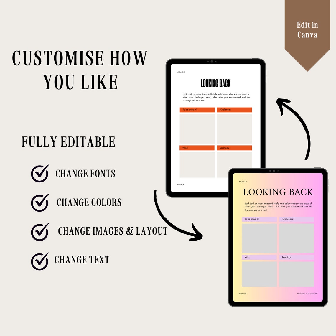 Goal Reflection Workbook | Goal Setting Journal | Editable Canva ...