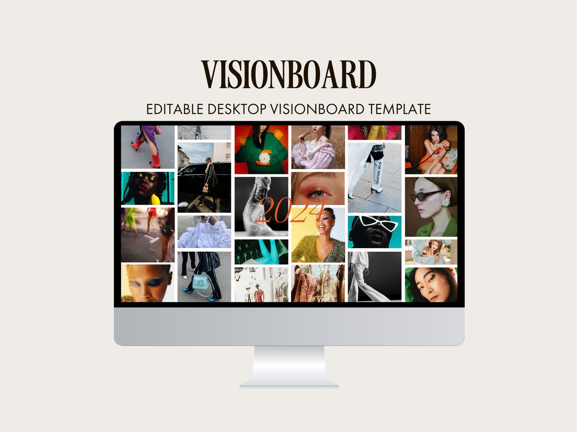 Digital Vision Board Wallpaper Template Canva | Vision Board Aesthetic ...