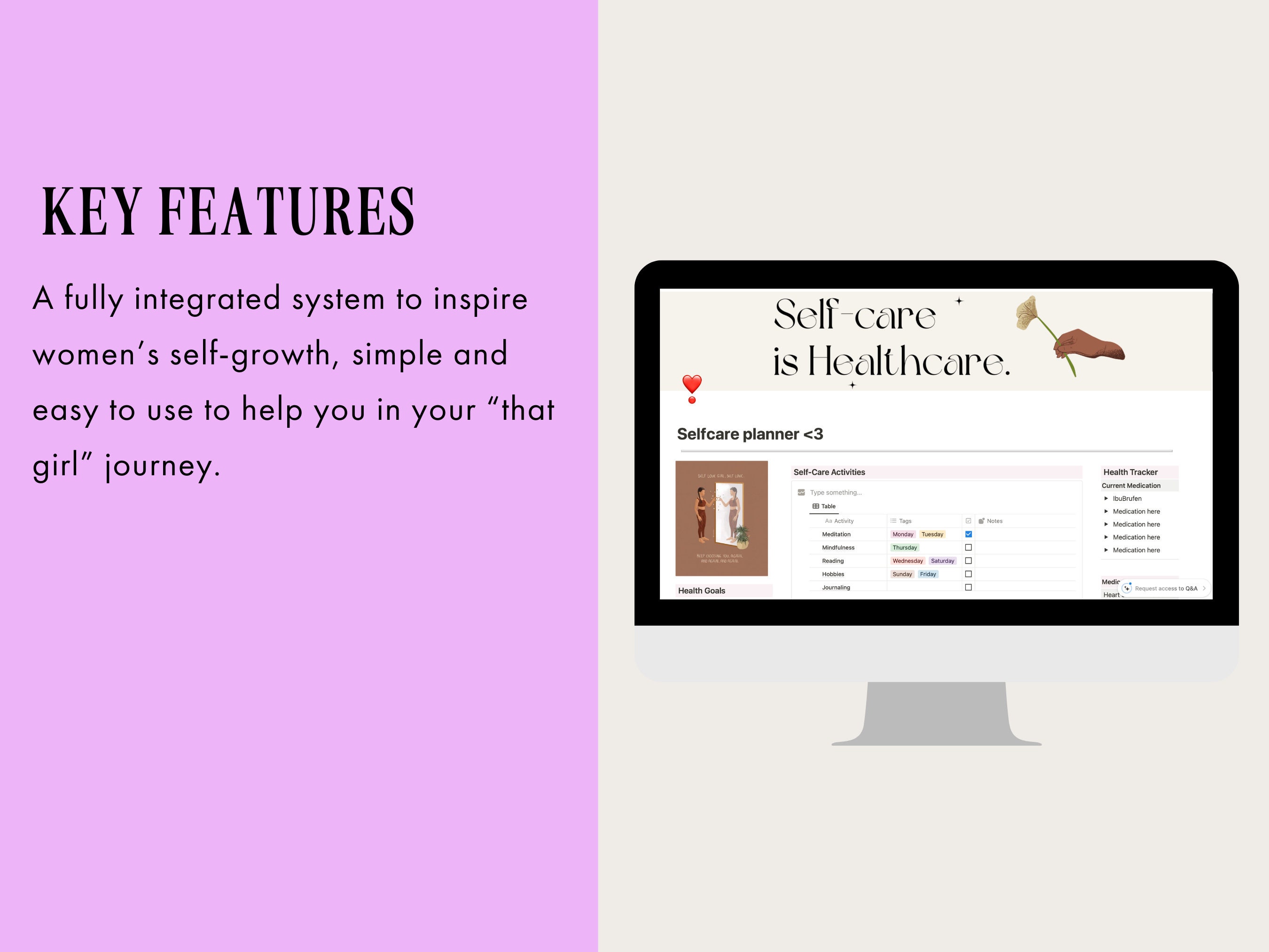 Notion Life + Wellness Planner | Notion Health Planner | Self-care ...