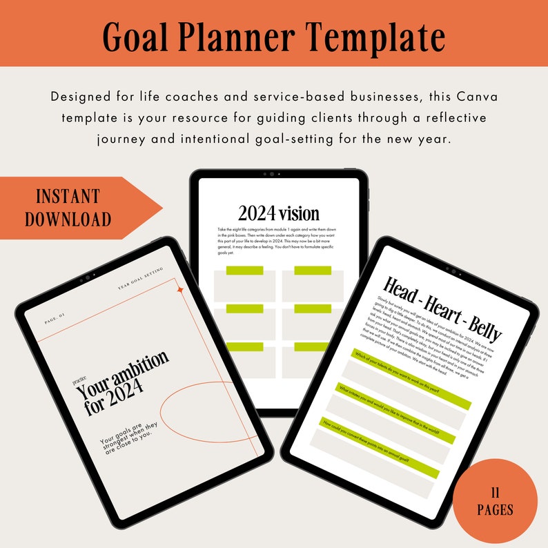 Goal Planner Canva Template Workbook | Printable | Life Coaching | GOAL Setting & Motivation ...
