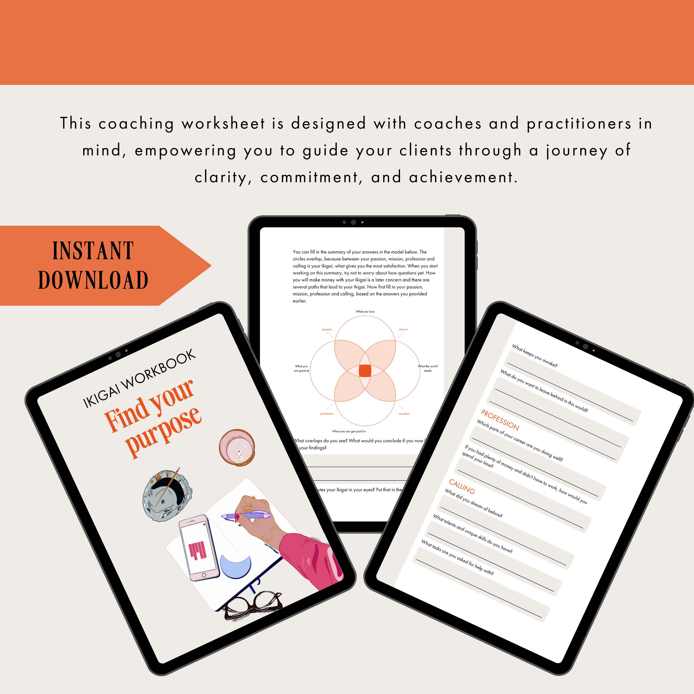 Find Your Ikigai Worksheet | Ikigai Template | Coaching Template ...