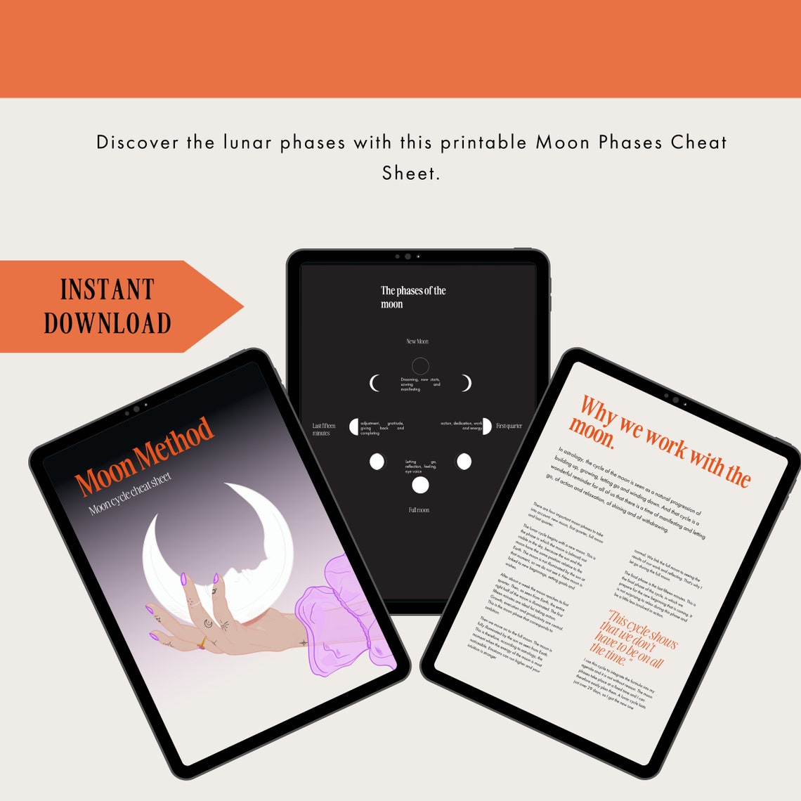 The Moon Phases Cheat Sheet Digital PDF Lunar Chart Printable Lunar ...