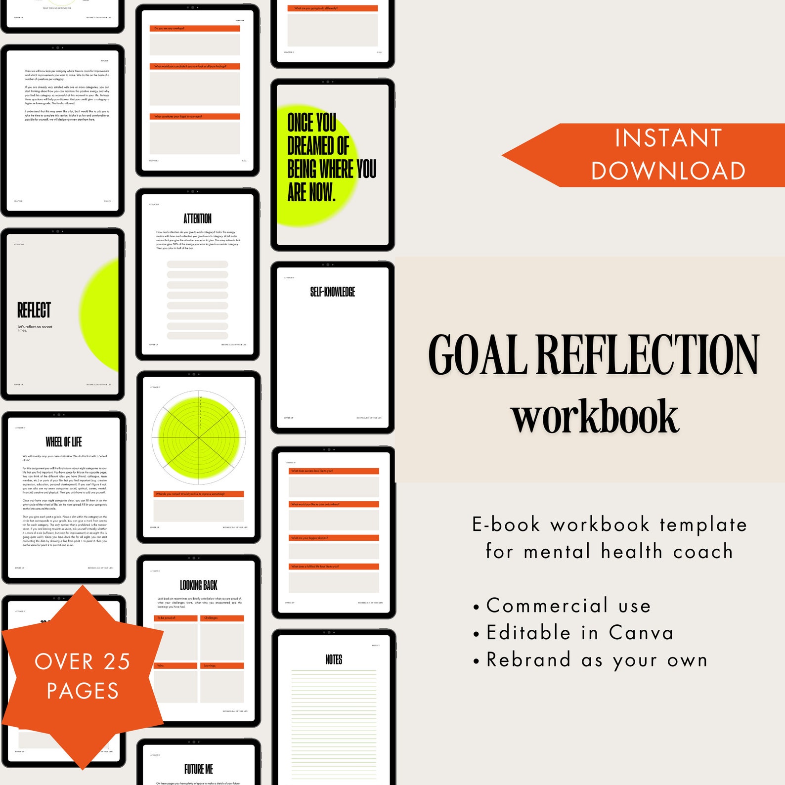 Goal Reflection Workbook | Goal Setting Journal | Editable Canva ...
