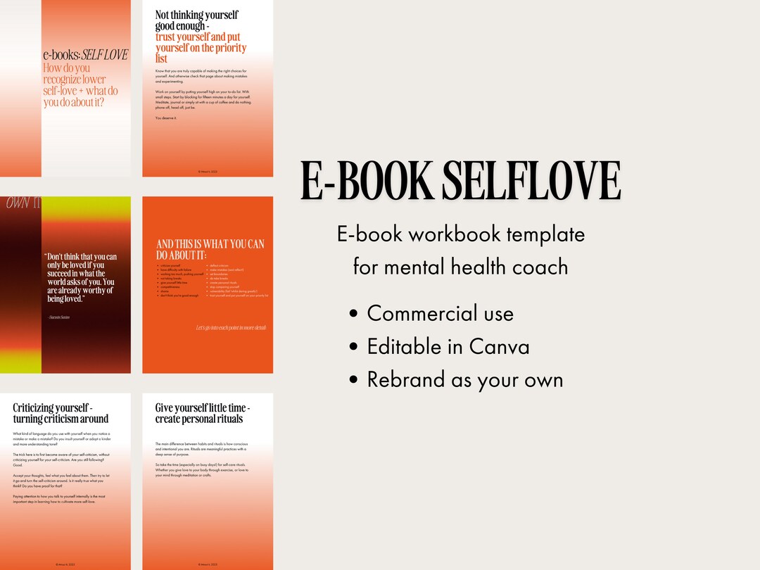 Self Love Workbook | Coaching Worksheet Template Canva | Mindfulness ...