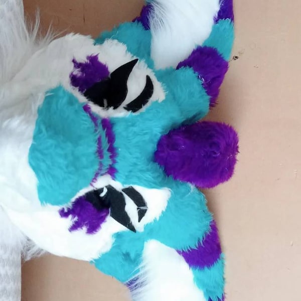 White and Blue Fursuit Head - Etsy