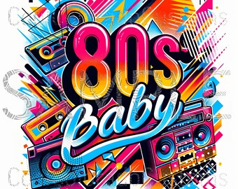 80s Baby Premium 4K UHD Digital Art Design PNG Perfect for Sublimation ...