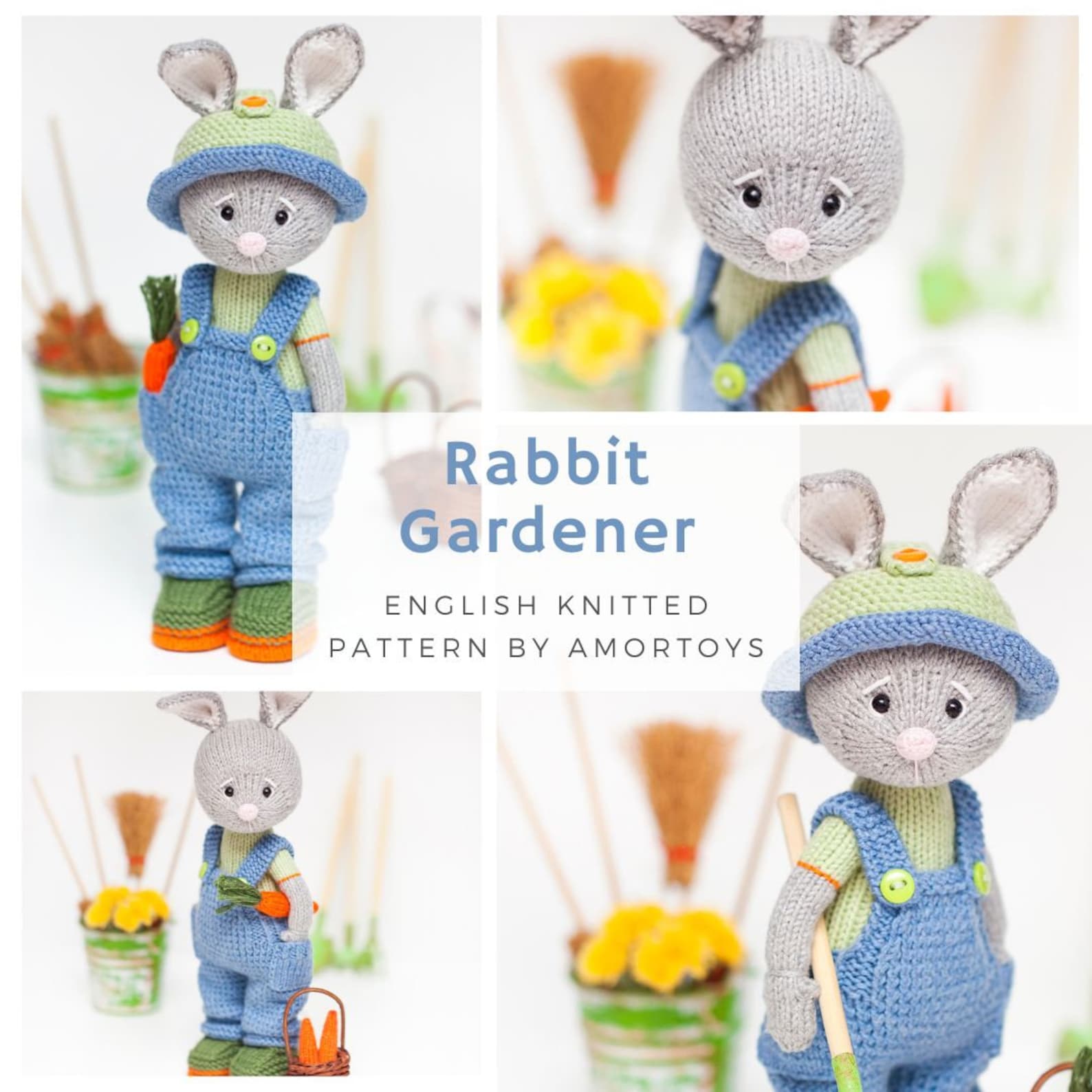 Knitted Rabbit Pattern, Amigurumi Pattern, Knitted Bunny, Knitted Toy ...