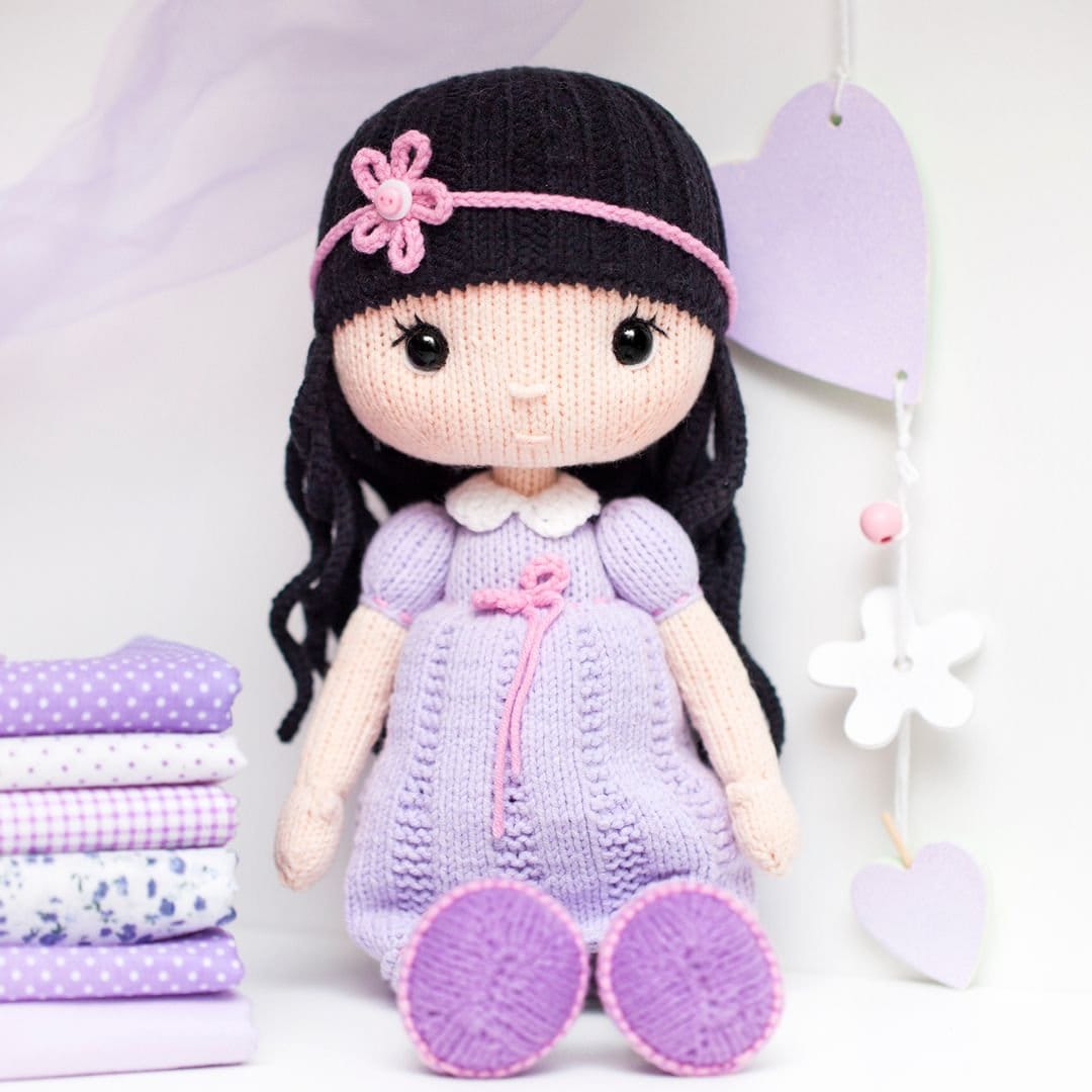 Cute Knitted Doll Karina, Knitted Doll Pattern, Amigurumi Pattern ...
