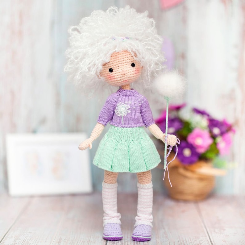 Dandelion Doll, Crochet Doll Pattern, Amigurumi Pattern, Crochet Doll ...