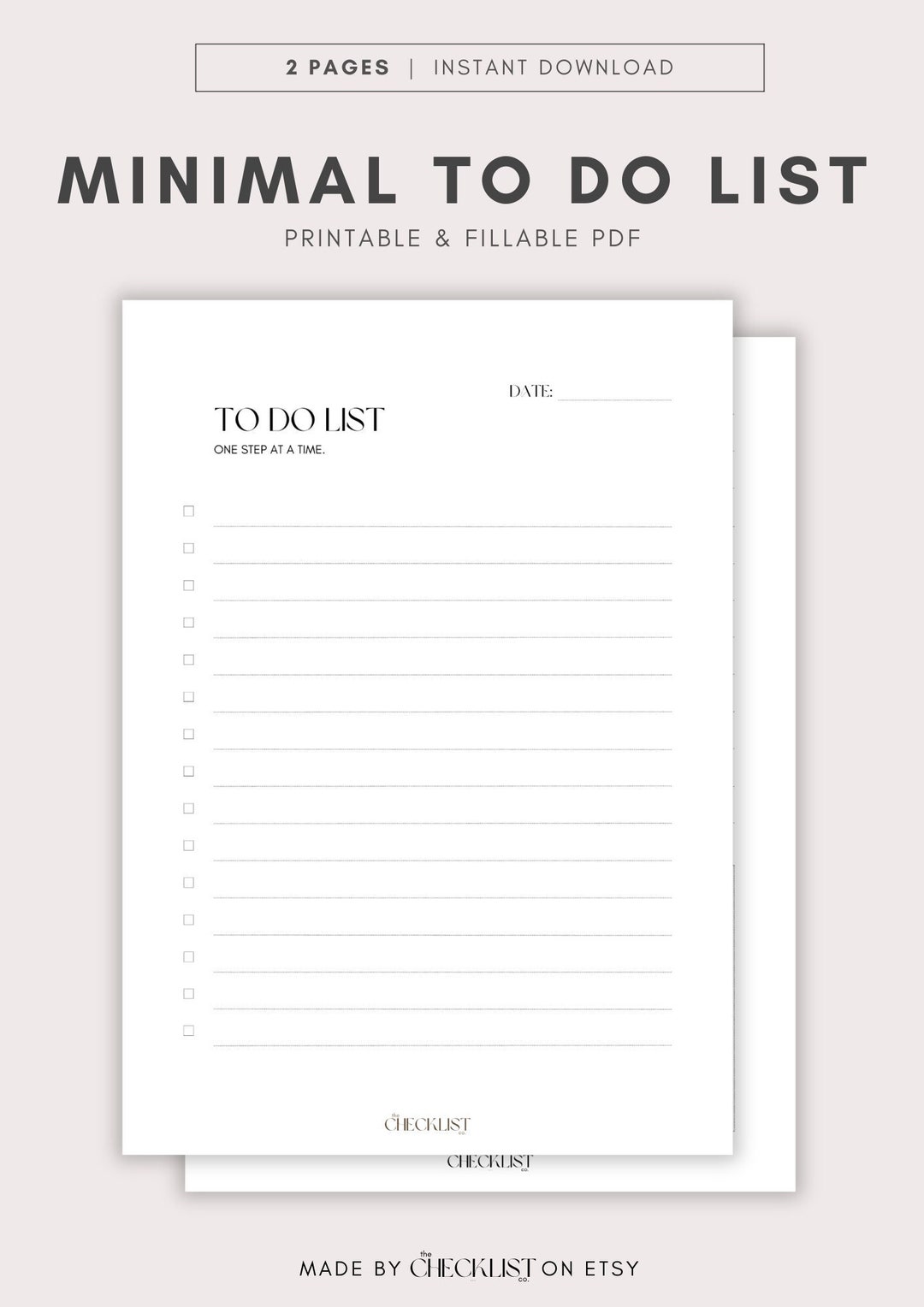 Minimal to Do List, Simple Task Template, Productivity Planner ...