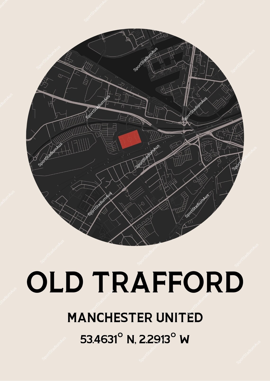 Old Trafford, Manchester United Map Poster - Etsy