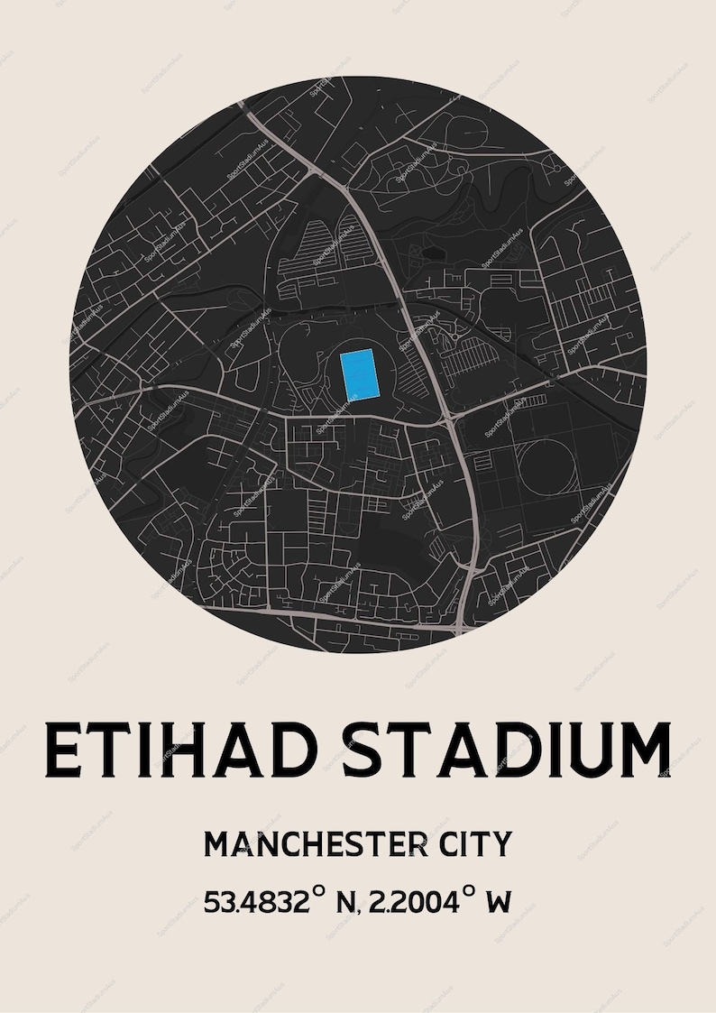 Etihad Stadium, Manchester City Map Poster - Etsy