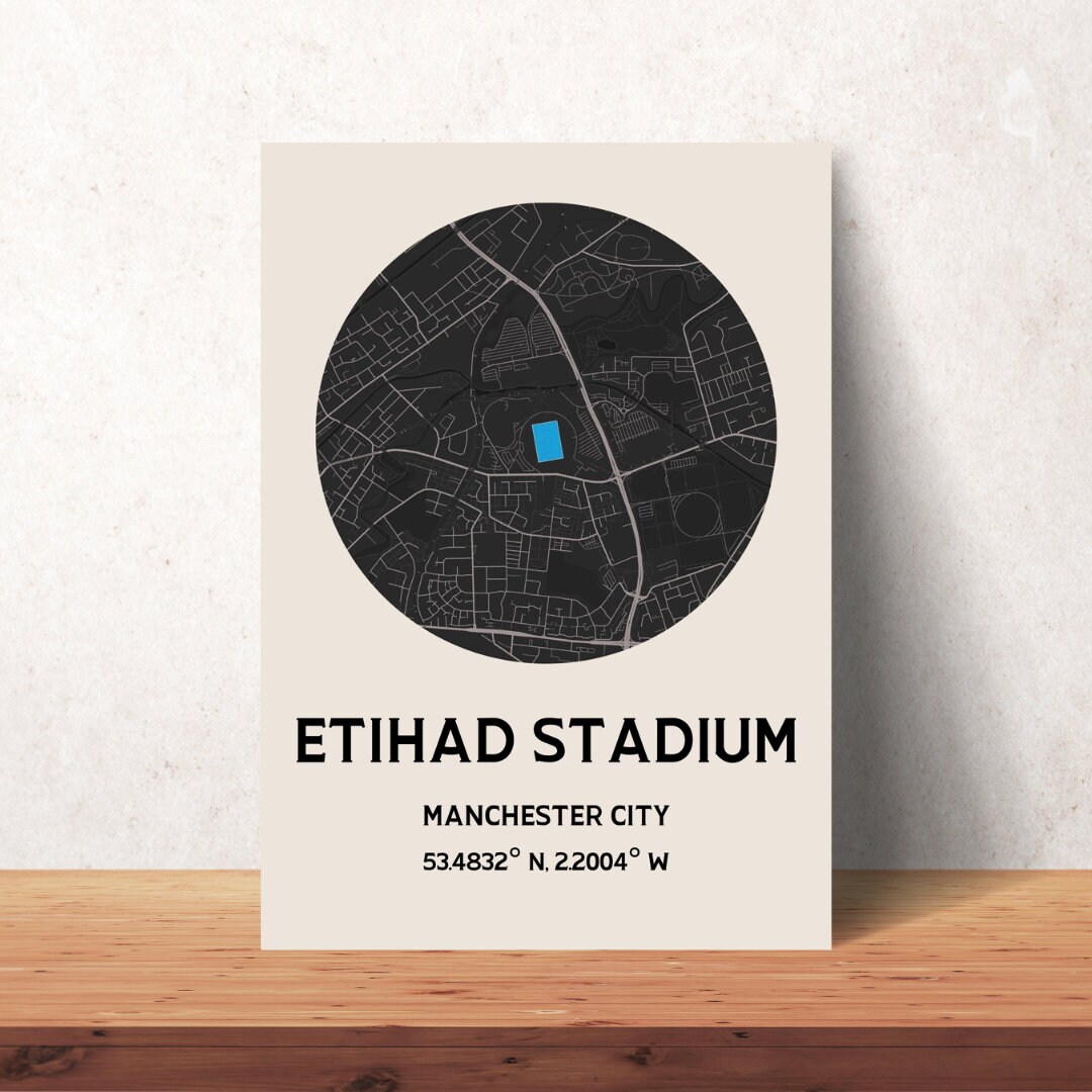 Etihad Stadium, Manchester City Map Poster - Etsy