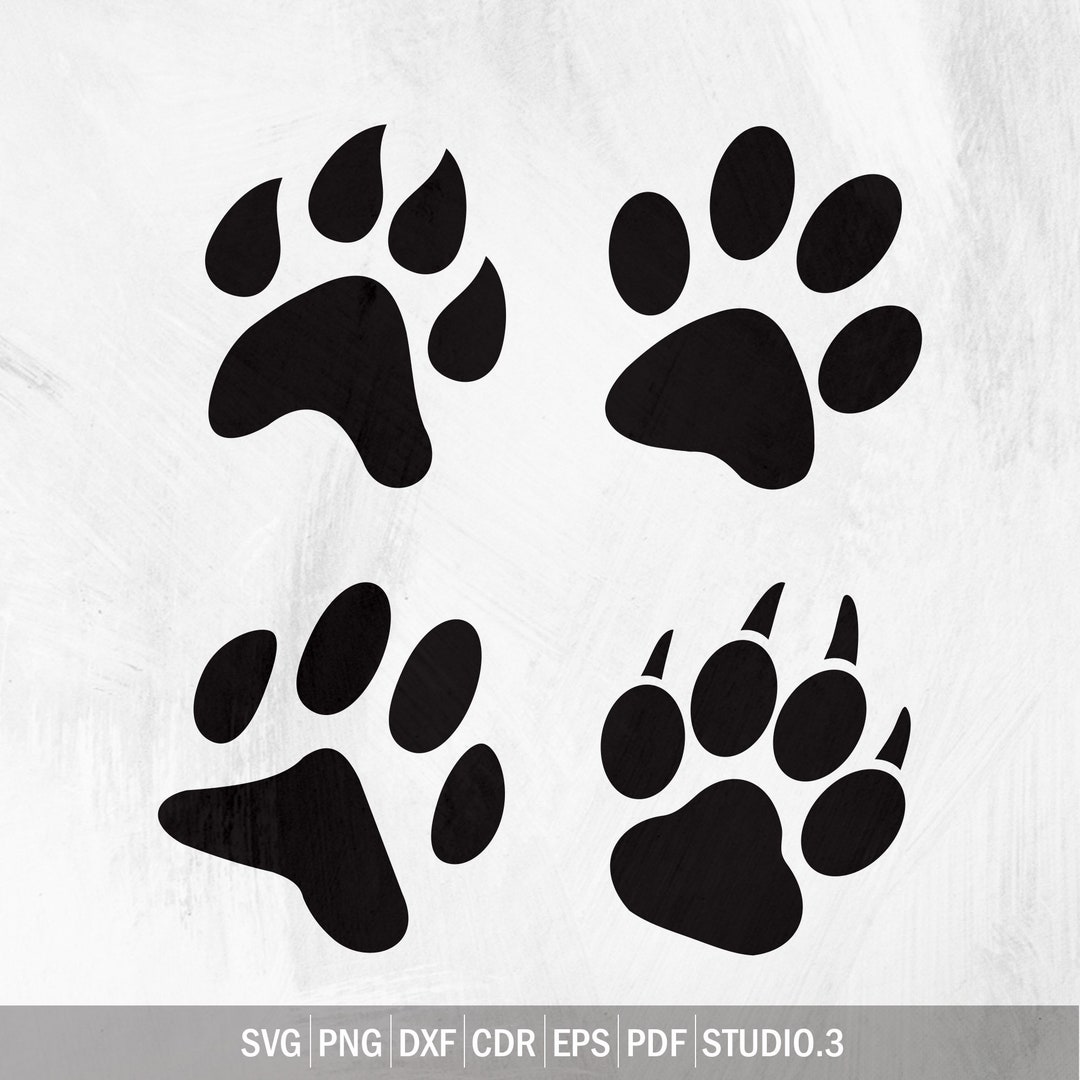 Paw Print Svgcut Files, Paw Prints, Dog Paw, Cat Paw, Animal Paw, Cut ...