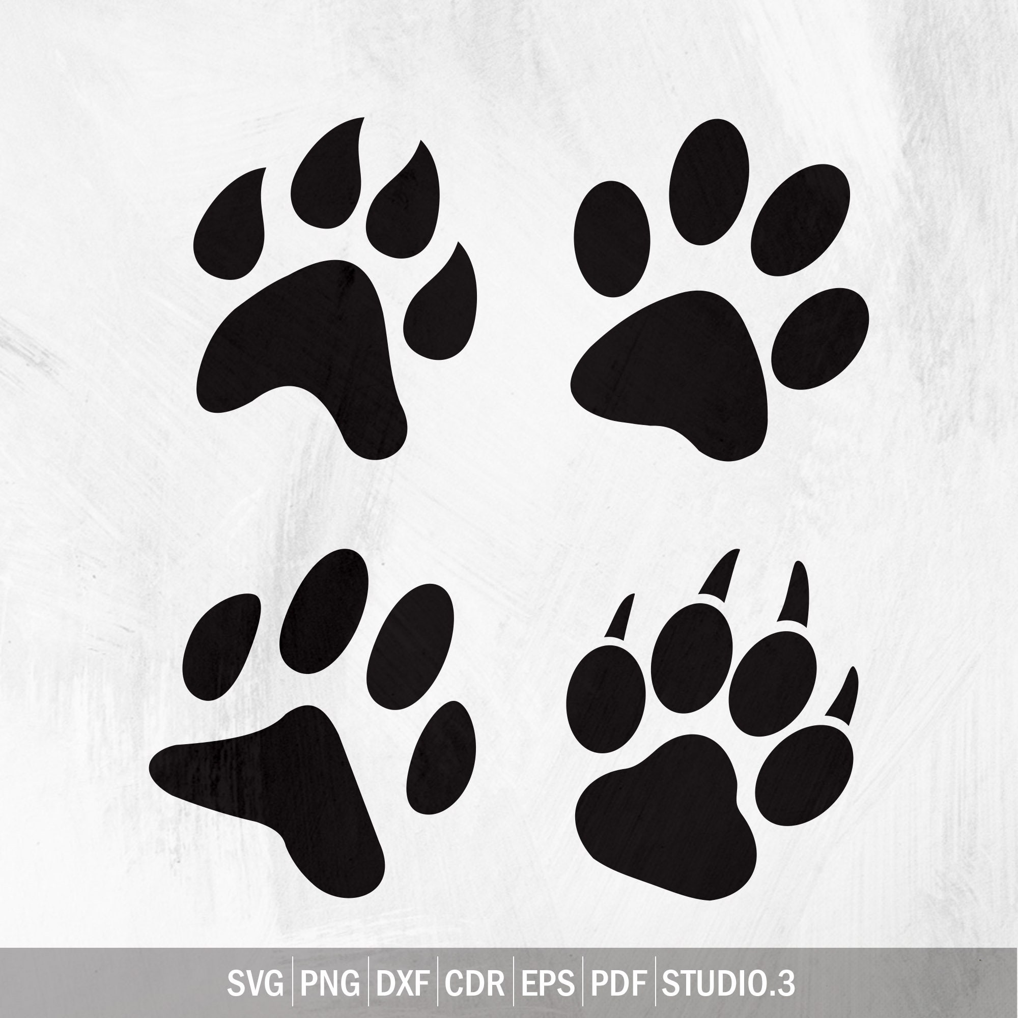 Paw Print Svgcut Files, Paw Prints, Dog Paw, Cat Paw, Animal Paw, Cut ...