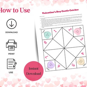 Valentine's Day Cootie Catcher, Valentine's Day Joke Teller, V-day ...