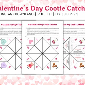 Valentine's Day Cootie Catcher, Valentine's Day Joke Teller, V-day ...