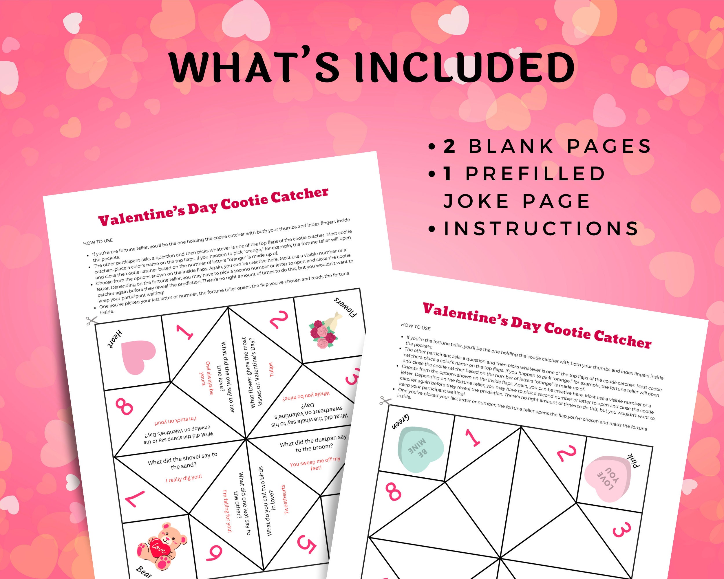 Valentine's Day Cootie Catcher, Valentine's Day Joke Teller, V-day ...