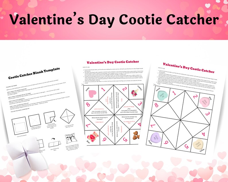 Valentine's Day Cootie Catcher, Valentine's Day Joke Teller, V-day ...