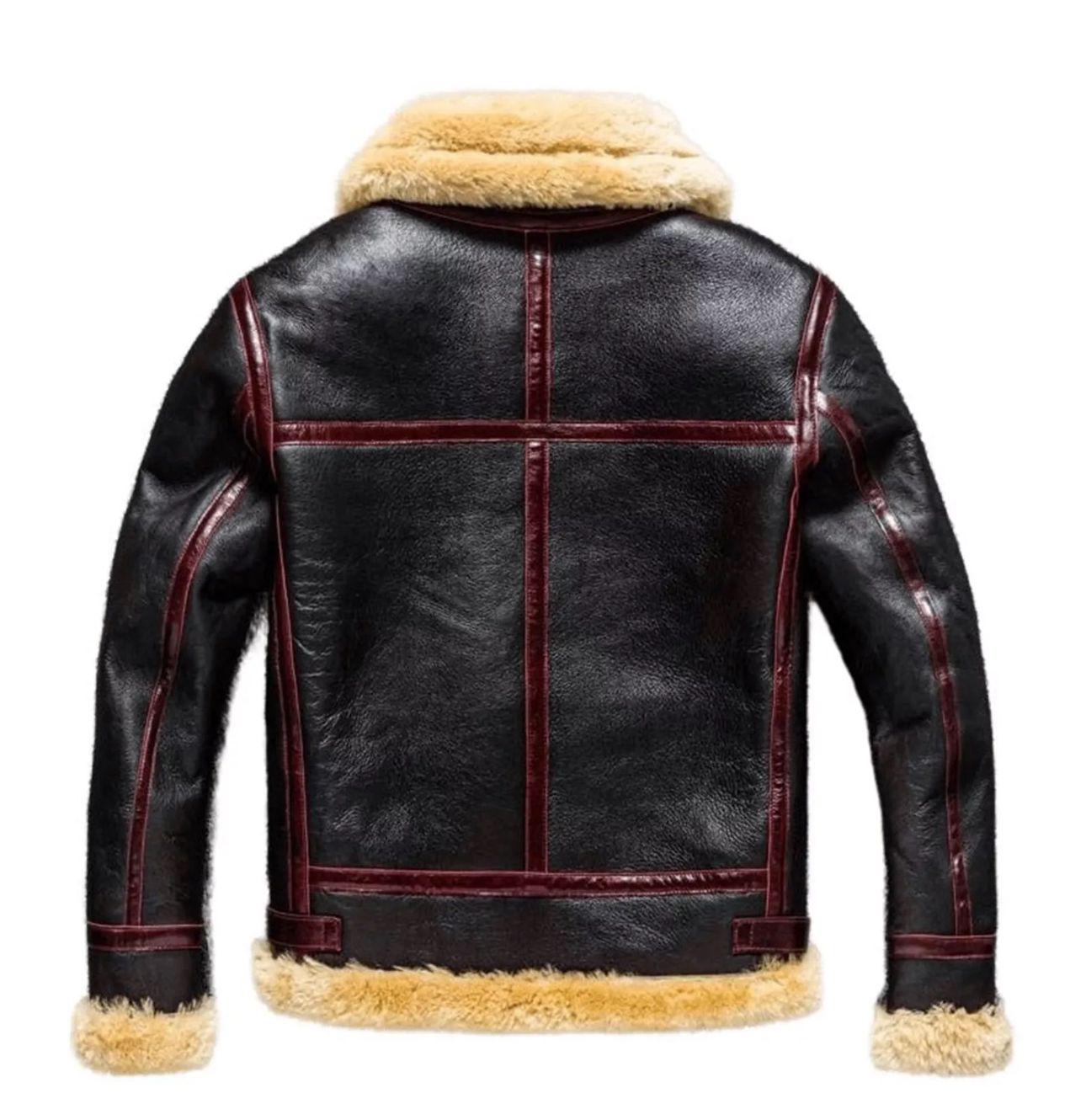 Mens RAF Aviator Pilot Genuine Sheep Leather Jacket Brown Bomber B3 ...