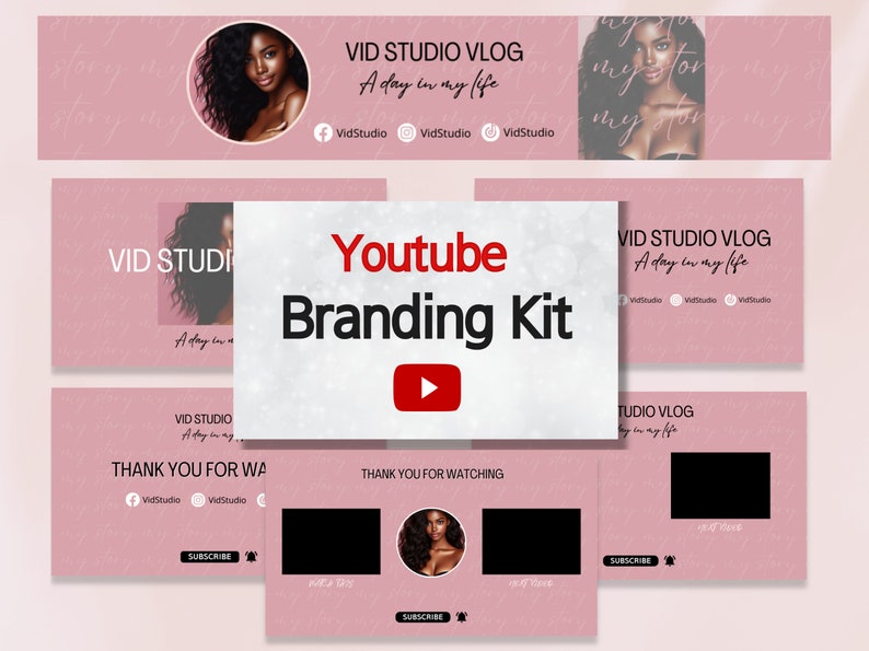 Pink Youtube Branding Kit: Animated Intro, Outro, Banner - Canva ...