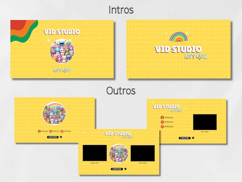 Youtube Branding Kit | Kids Youtube Banner, Intro and Outro Designs ...
