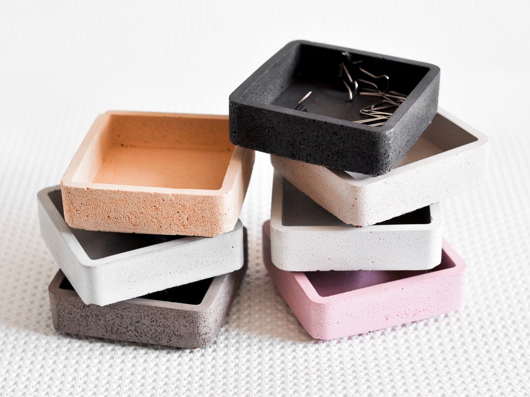 Modern Concrete Tray | Cement Trinket Plate | Square Beton Organizer ...