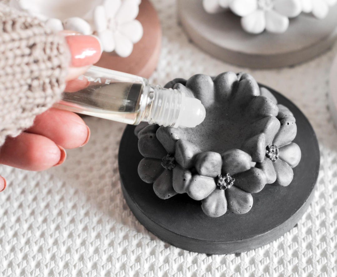 Concrete Essential Oil Diffuser Flower | Passive Diffuser Made of ...