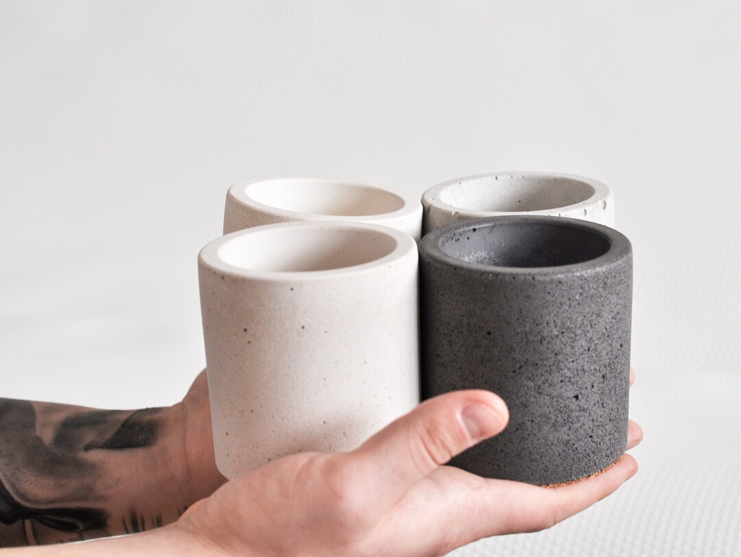 Round Beton Pencil Holder Modern Cement Pen Holder Desktop Office ...