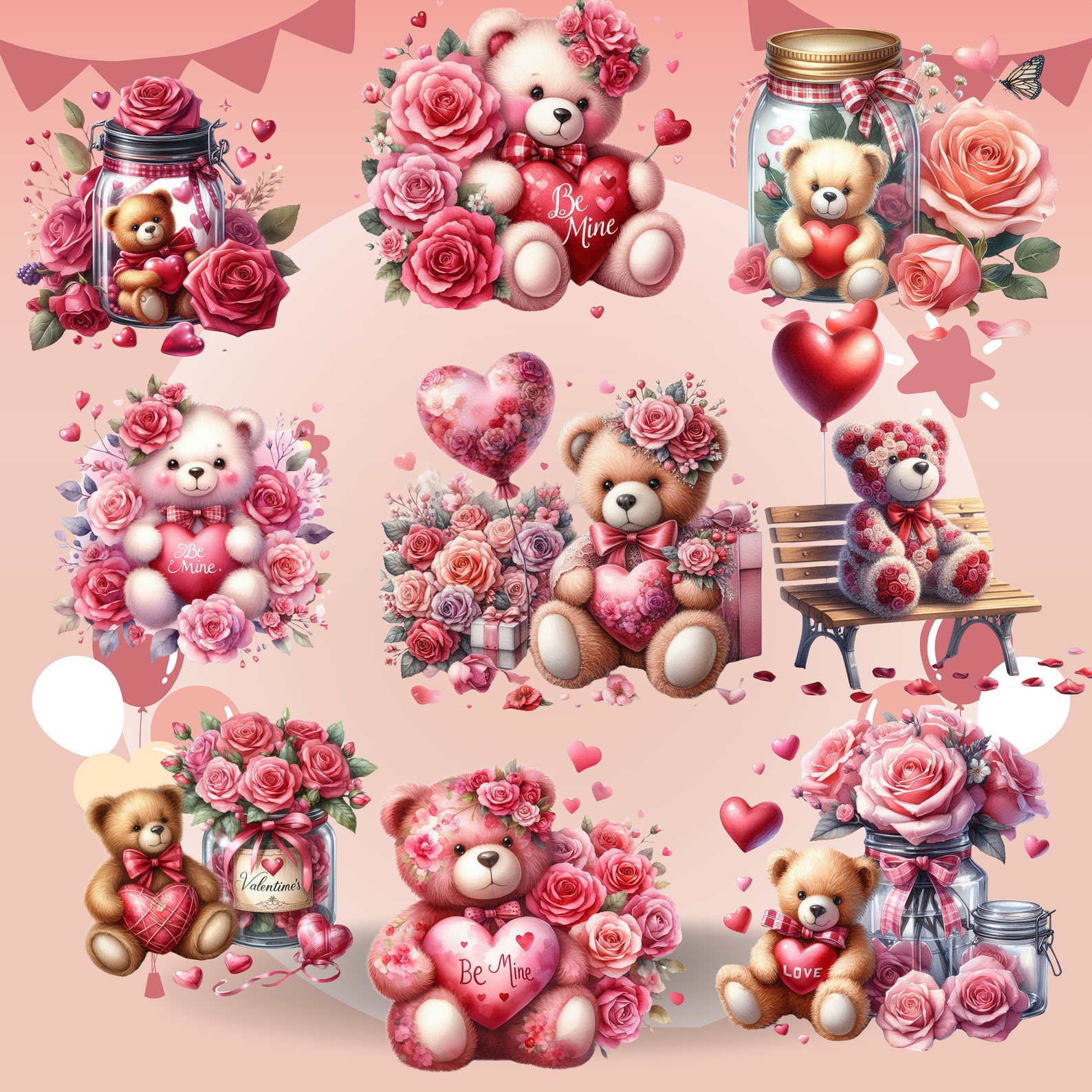 Valentines Teddy Bear Clipart,31 PNG Valentines Day Clipart, Valentines ...